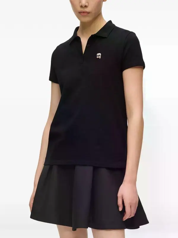 Karl Lagerfeld Ikon Polo Top With Logo Detail - Black