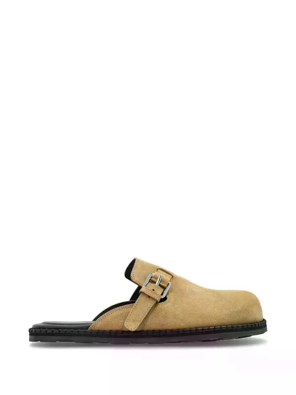 Moschino Buckled Suede Mules