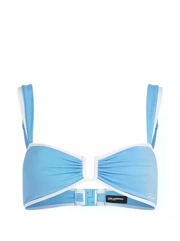 Karl Lagerfeld Signature Bandeau Bikini Top - Blue