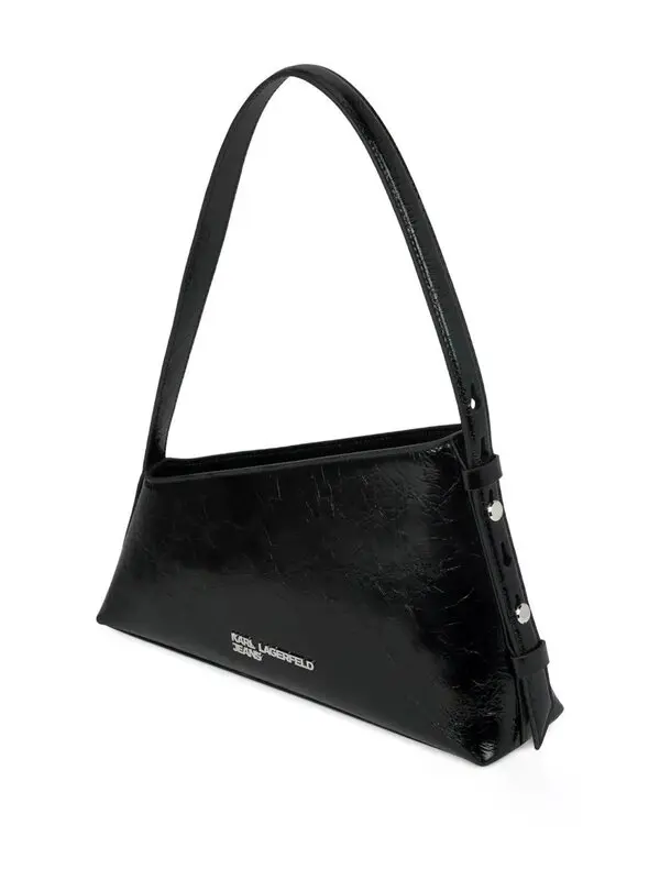 Karl Lagerfeld Leather Shoulder Bag With Logo Appliqu