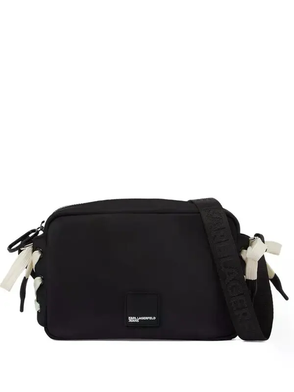 Karl Lagerfeld Lace-up Detail Cross Body Bag - Black