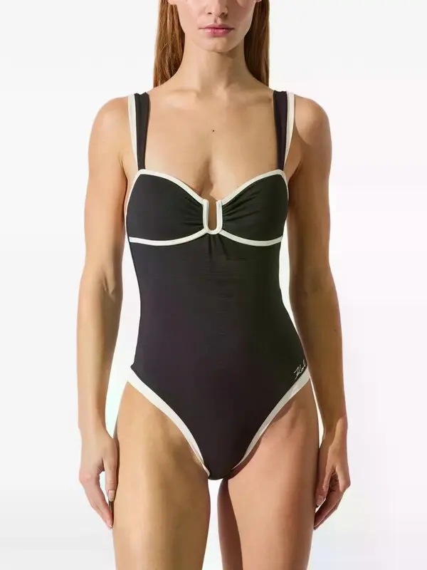 Karl Lagerfeld Signature Cheeky Swimsuit - Black