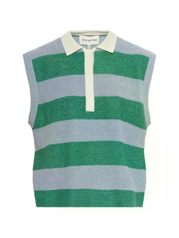 Munthe Bracha Striped Sleeveless Polo-collar Sweater