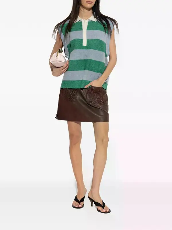 Munthe Bracha Striped Sleeveless Polo-collar Sweater