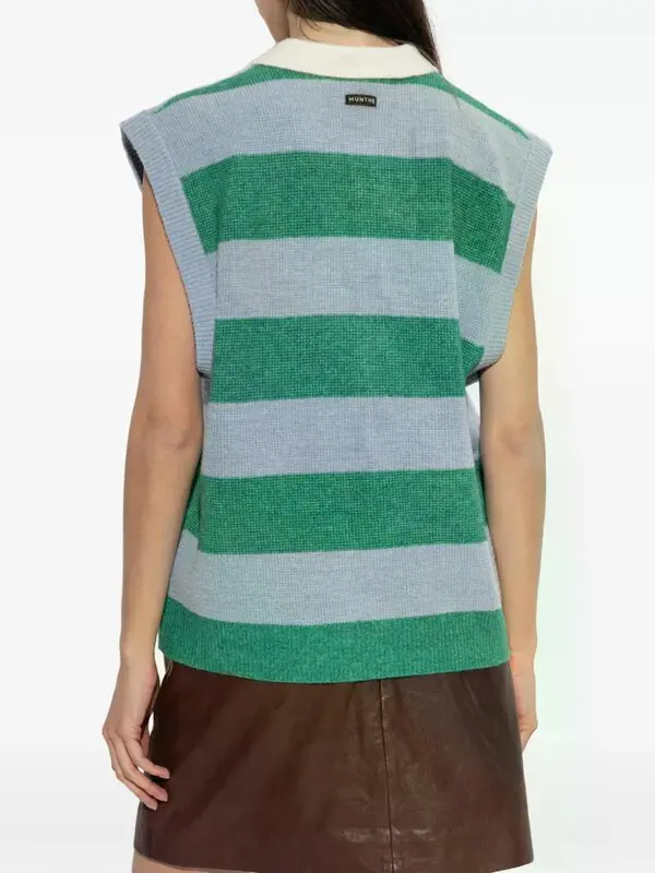 Munthe Bracha Striped Sleeveless Polo-collar Sweater