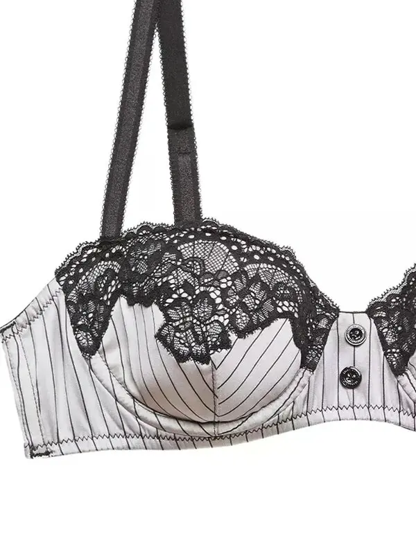 FLEUR DU MAL Executive Balconette Pinstripe Lace Bra