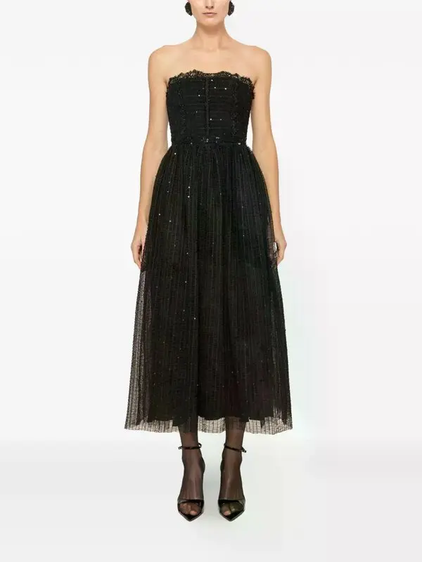 NISSA Lace-trimmed Tulle Midi Dress
