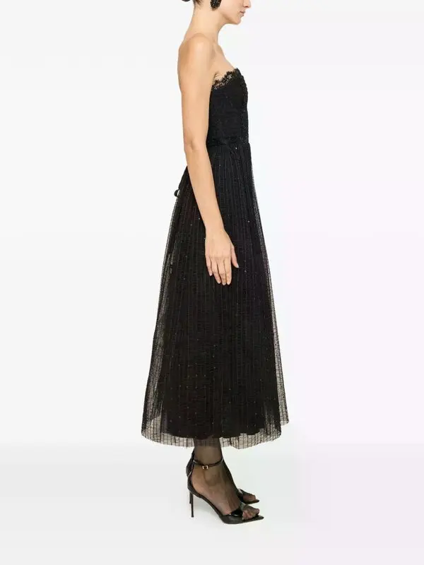NISSA Lace-trimmed Tulle Midi Dress