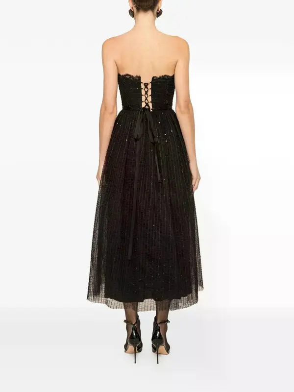 NISSA Lace-trimmed Tulle Midi Dress