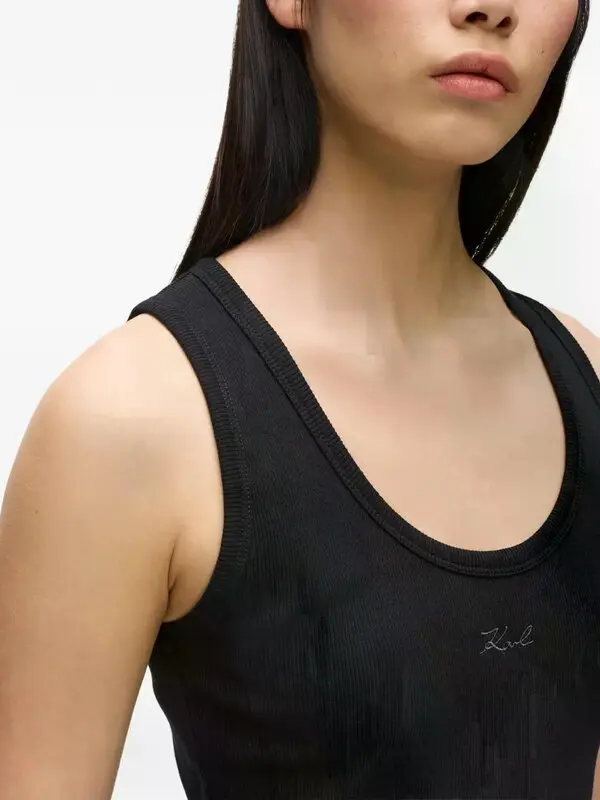 Karl Lagerfeld Ribbed Logo Detail Tank Top