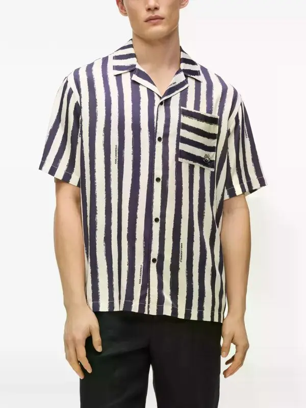 Karl Lagerfeld Ikon Striped Bowling Shirt