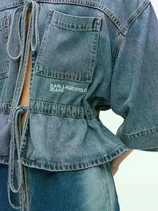Karl Lagerfeld Tie Front Denim Blouse