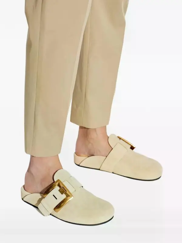 Balmain Buckled Flat Mules