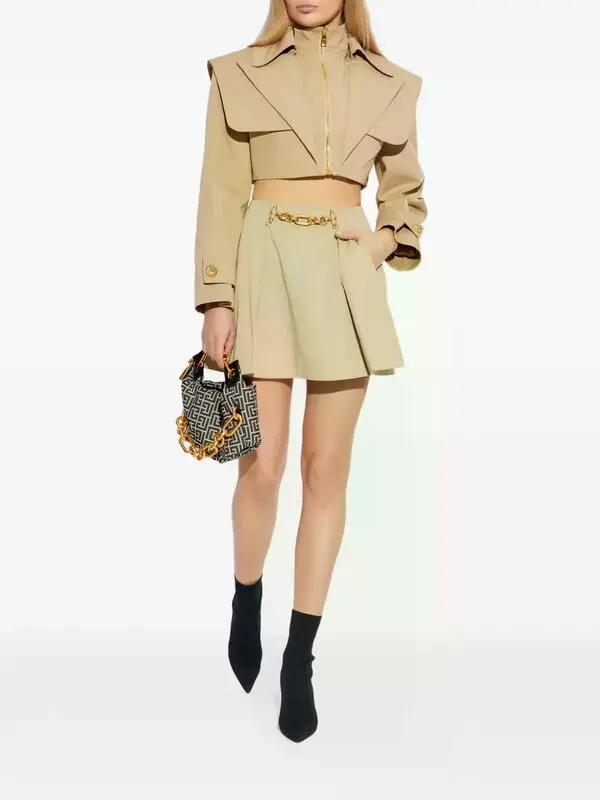 Balmain Chain-embellished A-line Skirt - Neutrals
