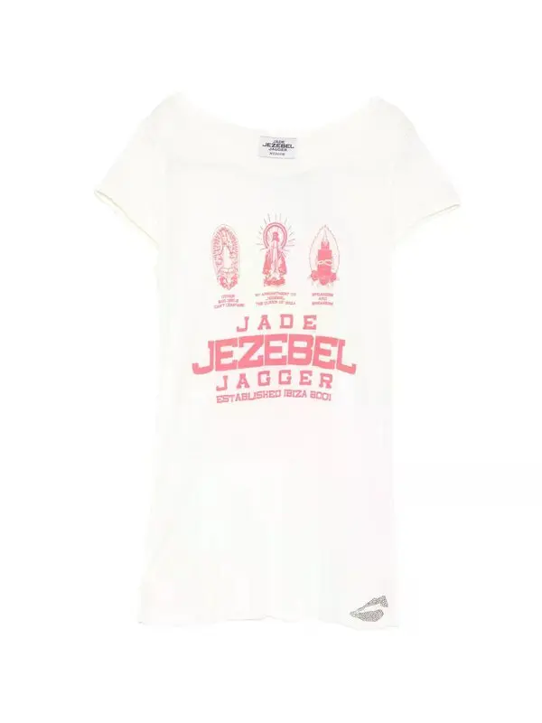 JADE JAGGER Logo-print T-shirt - Neutrals
