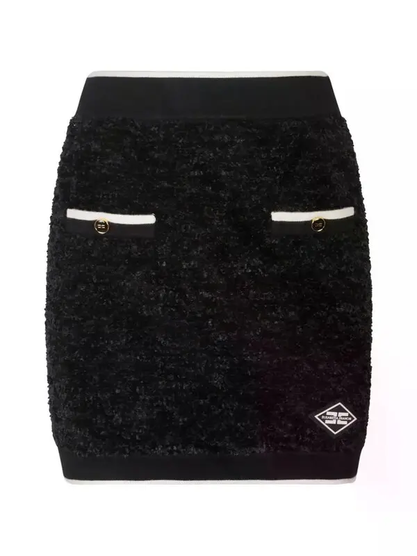 Elisabetta Franchi Textured Logo Detail Skirt - Black