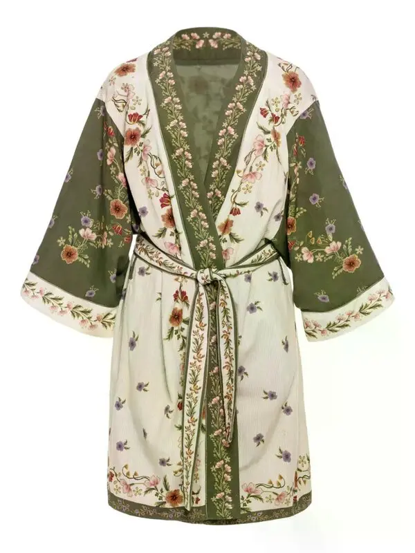 Agua Bendita Floral-print Belted Beach Dress - Green