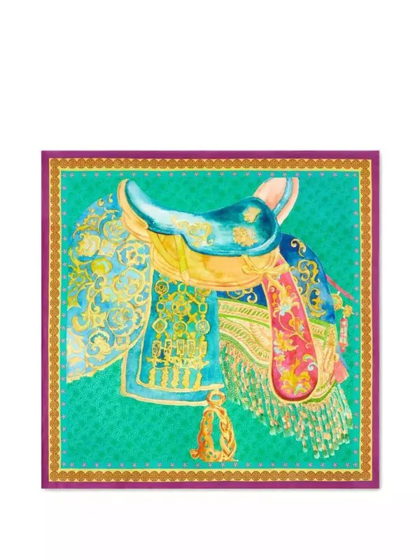 Shanghai Tang Tang Foulard Floral Scarf - Green