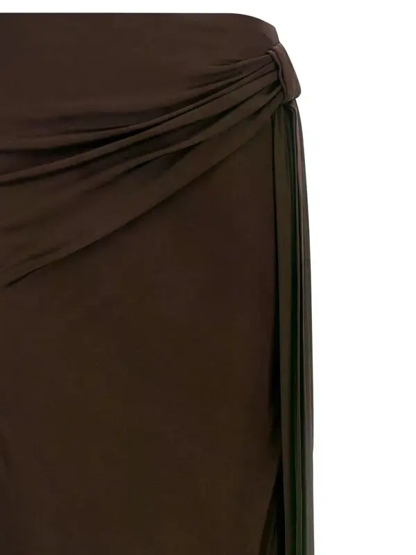 Elisabetta Franchi Knot Split Maxi Skirt - Brown
