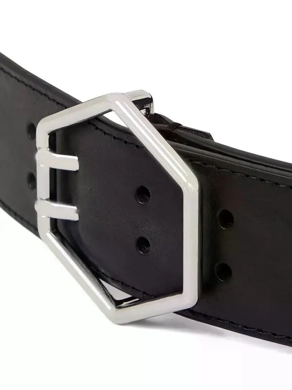 Karl Lagerfeld Hexagon Buckle Leather Belt