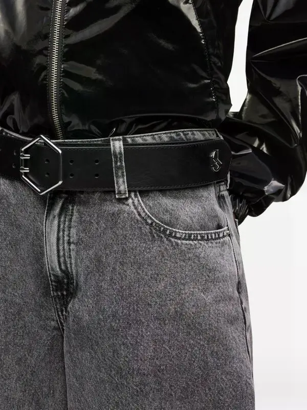 Karl Lagerfeld Hexagon Buckle Leather Belt