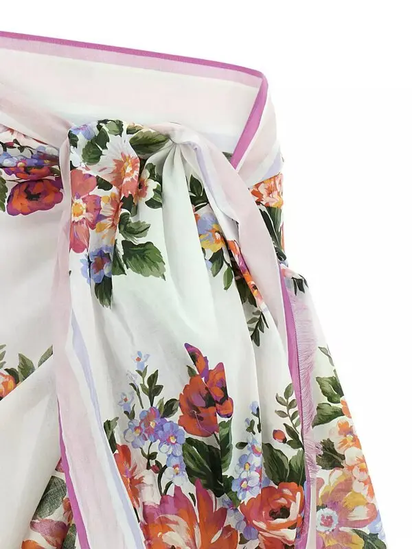 Dolce & Gabbana Bouquet Fringed Sarong Beach Cover-ups