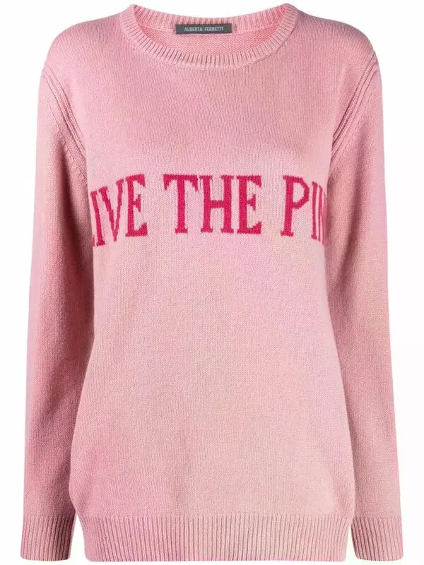 Alberta Ferretti Slogan Print Knitted Jumper - Pink
