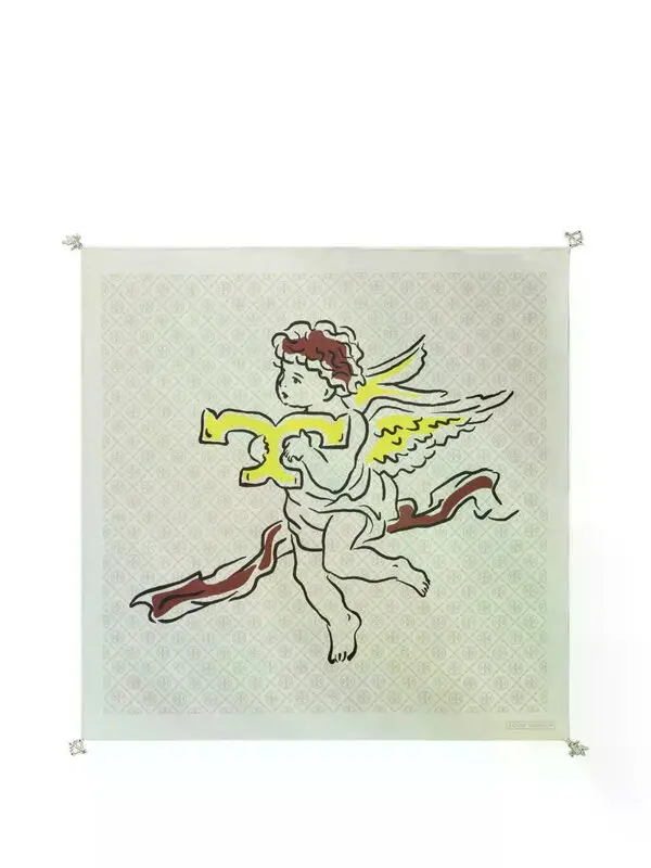 Tory Burch T-monogram Cherub Silk Neckerchief - Neutrals