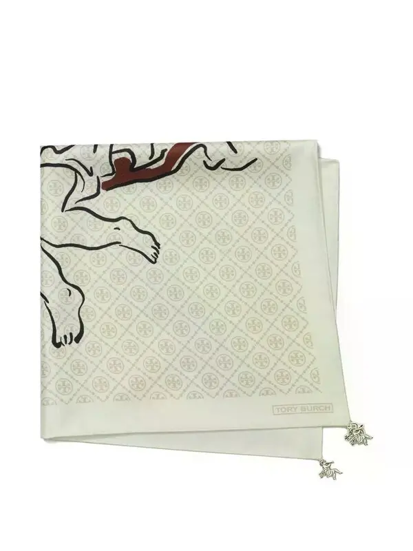Tory Burch T-monogram Cherub Silk Neckerchief - Neutrals