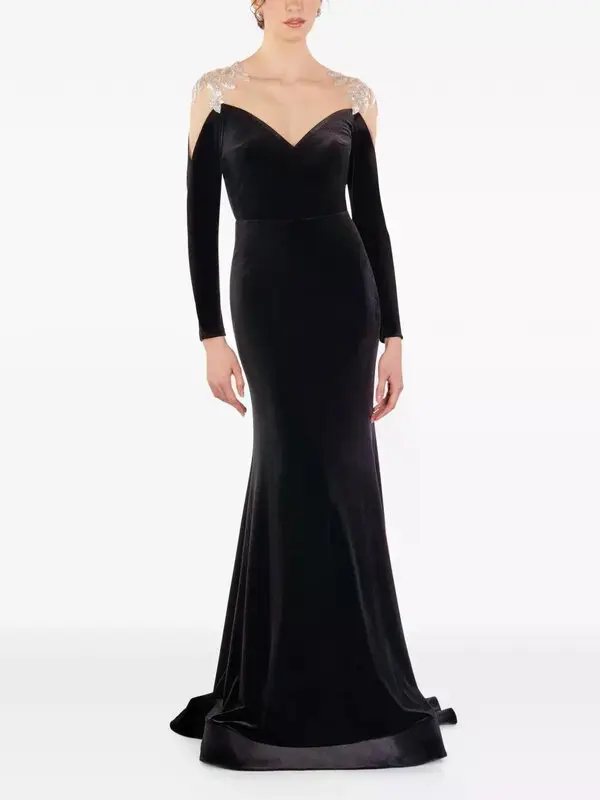 IMROSKA Leaf Embellished Maxi Dress
