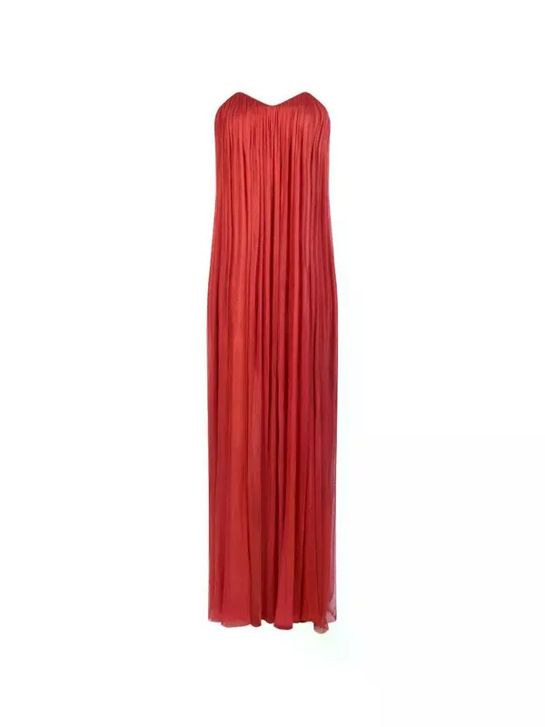IMROSKA Gaia Metallic-finish Strapless Maxi Dress - Red