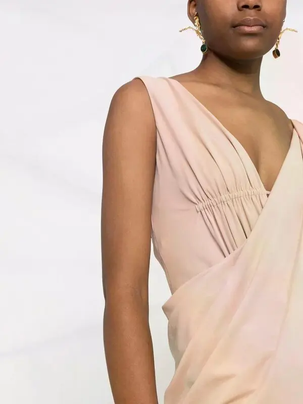 Alberta Ferretti Draped Crossover Detail Maxi Dress