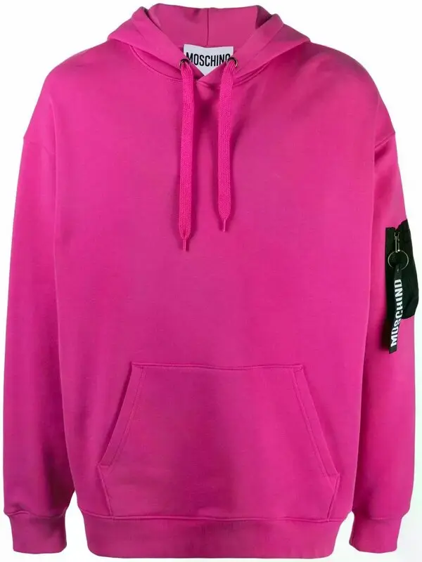 Moschino Zip Pull Pocket-detail Hoodie - Pink