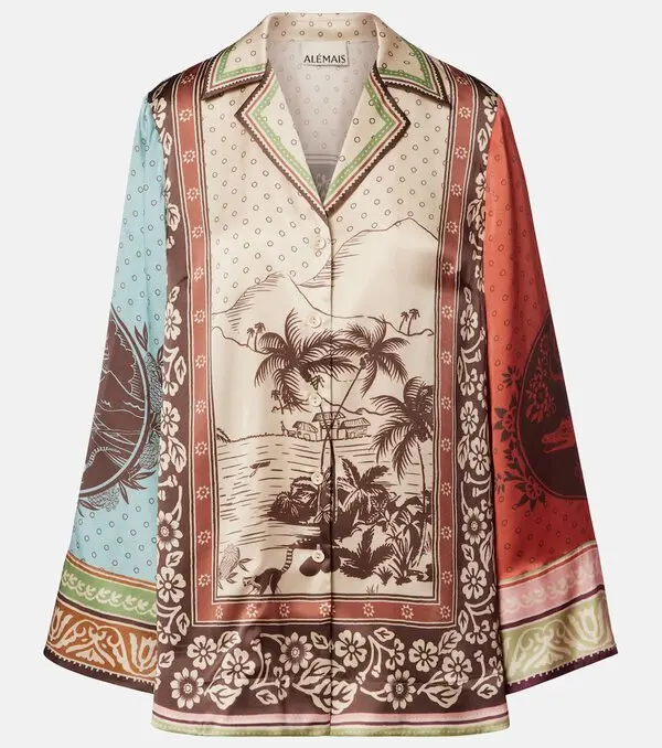 ALEMAIS Alberta Printed Silk Satin Shirt - Multicoloured