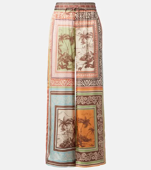 ALEMAIS Alberta Silk Satin Palazzo Pants - Multicoloured
