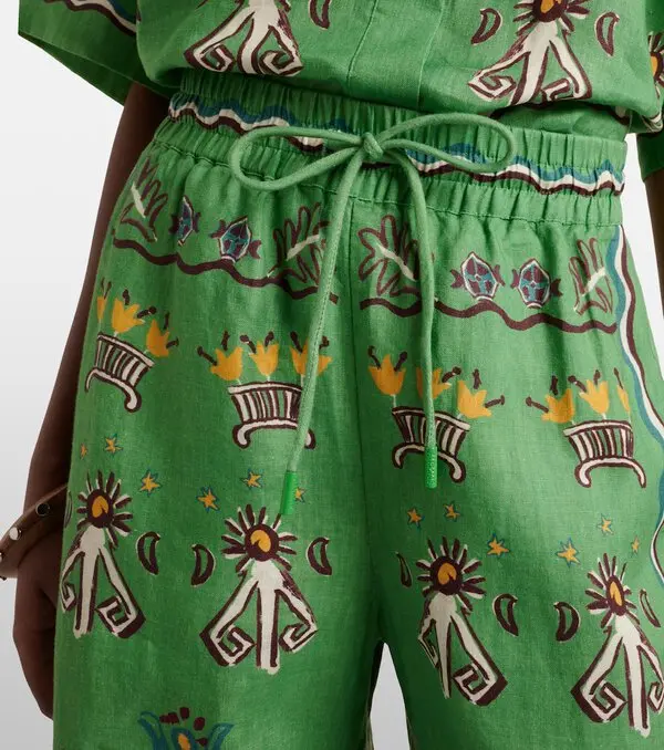 ALEMAIS Sun Dancer Linen Wide-leg Pants - Green