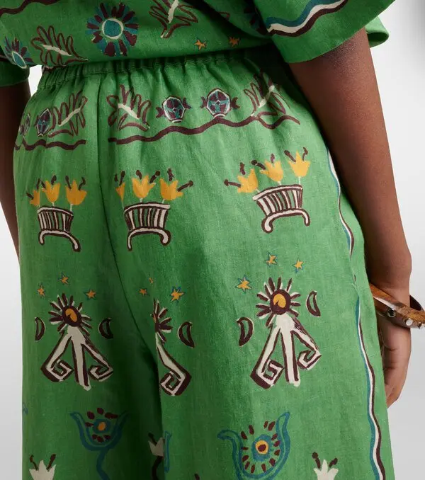 ALEMAIS Sun Dancer Linen Wide-leg Pants - Green