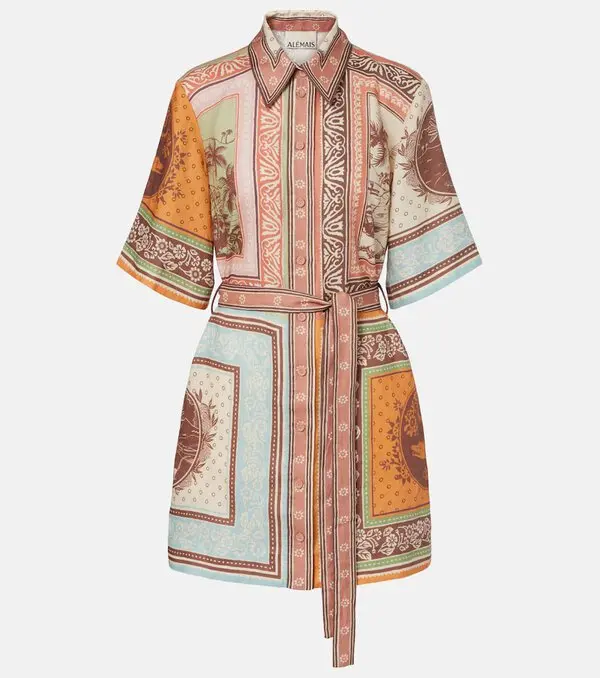 ALEMAIS Alberta Printed Linen Shirt Dress - Multicoloured