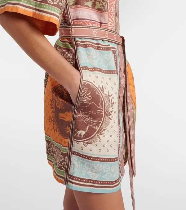 ALEMAIS Alberta Printed Linen Shirt Dress