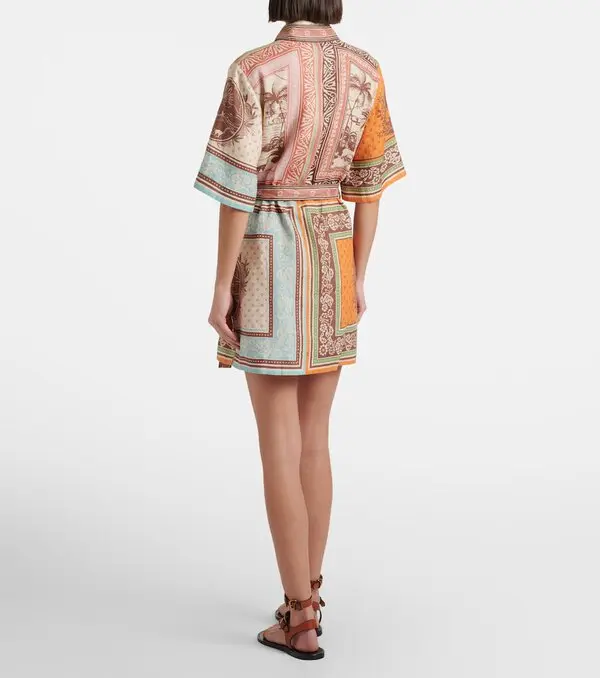 ALEMAIS Alberta Printed Linen Shirt Dress