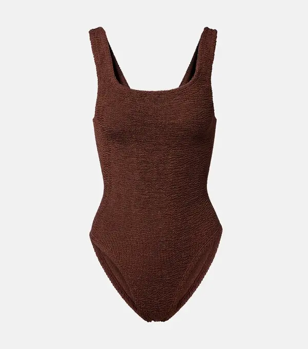 Hunza G Squareneck Swimsuit - Brown