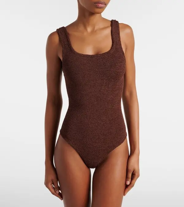 Hunza G Squareneck Swimsuit - Brown