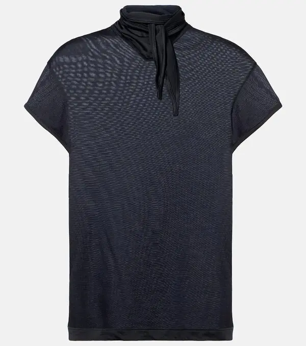 LEMAIRE Scarf-detail Jersey Top In Urchin - Black