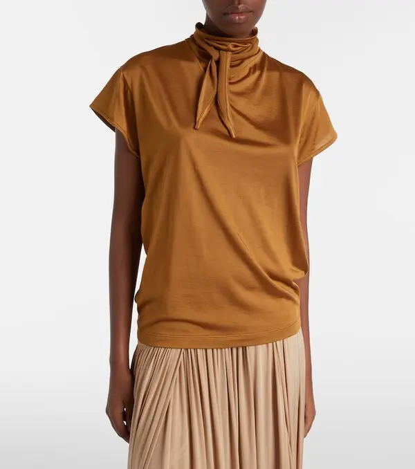 LEMAIRE Scarf-detail Jersey Top In Cinnamon