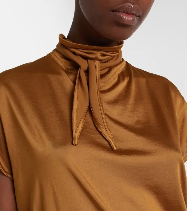 LEMAIRE Scarf-detail Jersey Top In Cinnamon