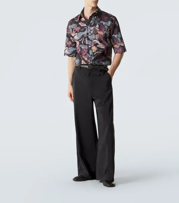 LEMAIRE Silk-blend Straight-leg Trousers - Black