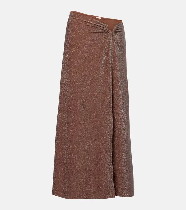 Johanna Ortiz Ring Detail Midi Skirt - Brown