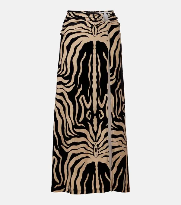 Johanna Ortiz Printed Midi Skirt - Black