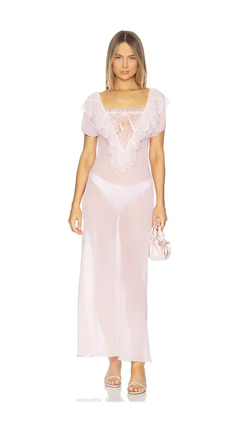 For Love & Lemons Grace Maxi Slip Dress In . Also - Pink