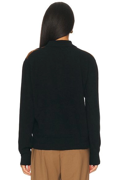 RÓHE Compact Knitted Check Polo Sweater - Black Rust Check